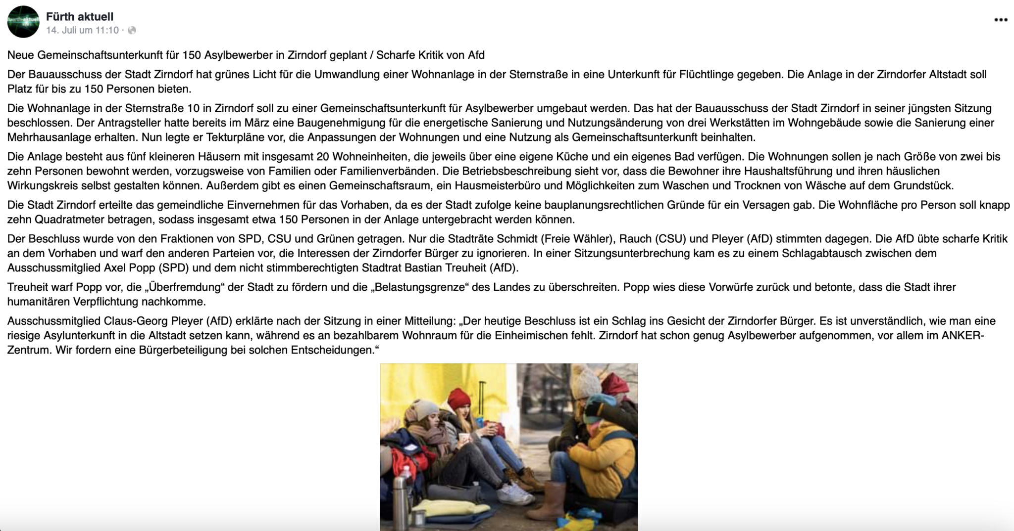 Fürth aktuell (Facebook): Neue Gemeinschaftsunterkunft für 150 ...